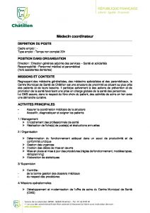Fiche de poste CMS Chatillon Médecin coordinateur - Les Centres de Santé